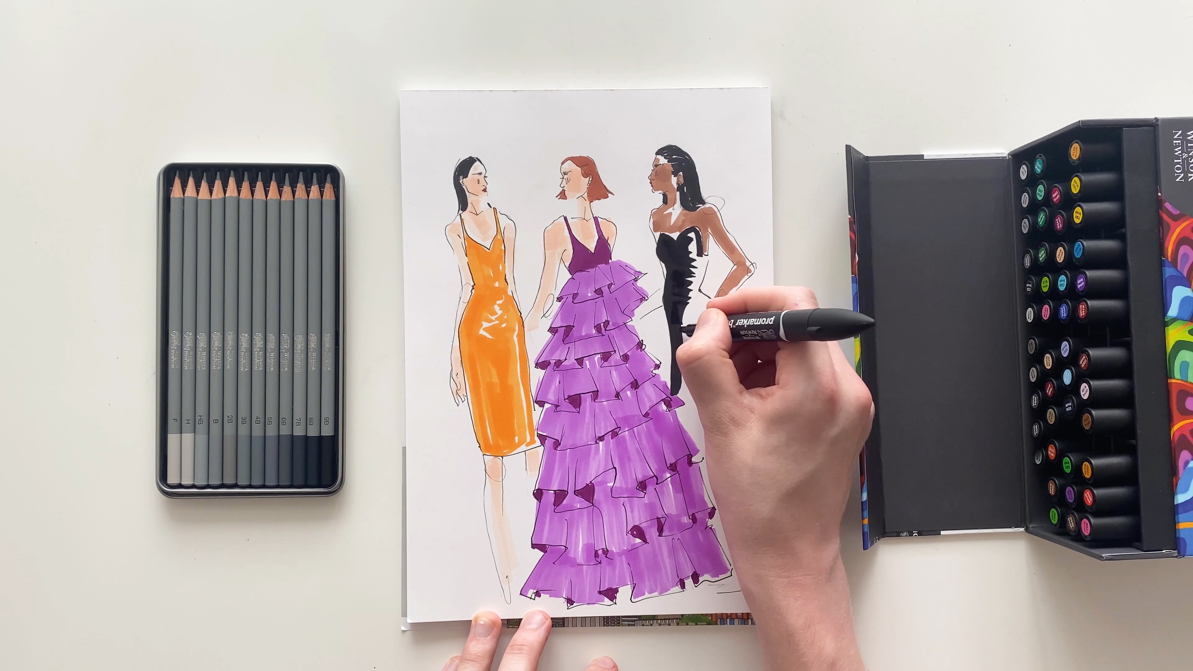 How to draw different types of dresses – Winsor & Newton NA