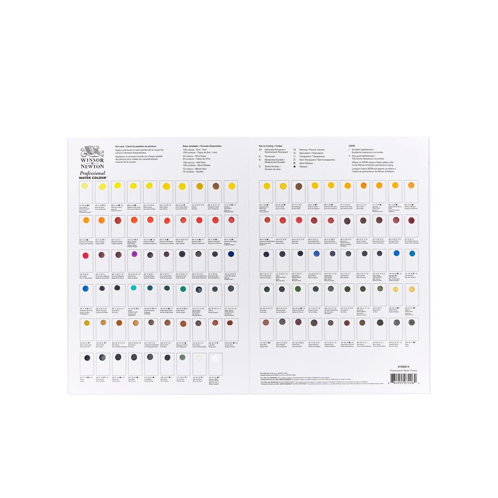 Professional Watercolour Dot Card Colour Chart – Winsor & Newton NA