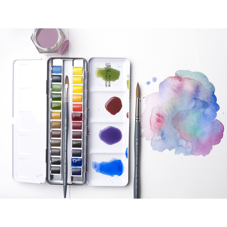 Professional Watercolour Complete Travel Tin - 24 Half Pans – Winsor ...