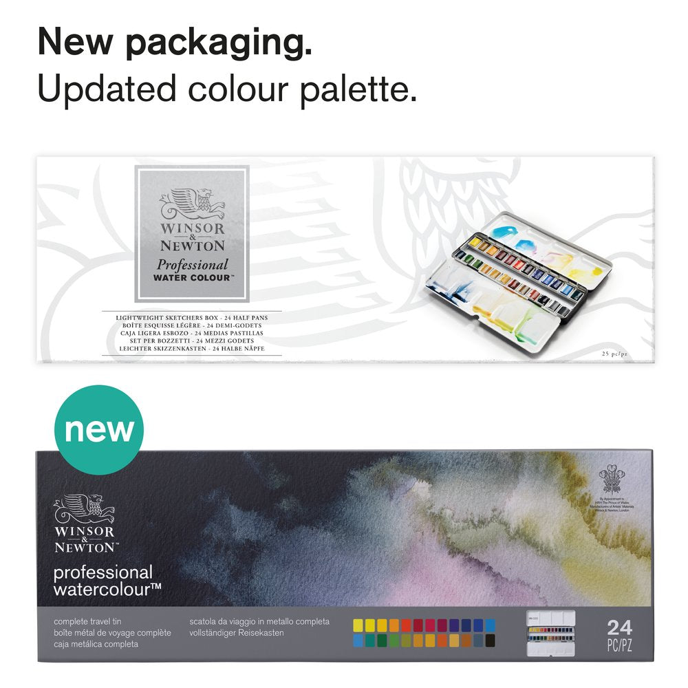 Professional Watercolour Complete Travel Tin - 24 Half Pans – Winsor ...